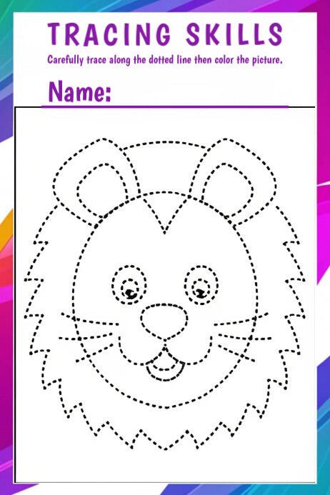 White Illustrative Kids Tracing Skills Poster Template | PosterMyWall