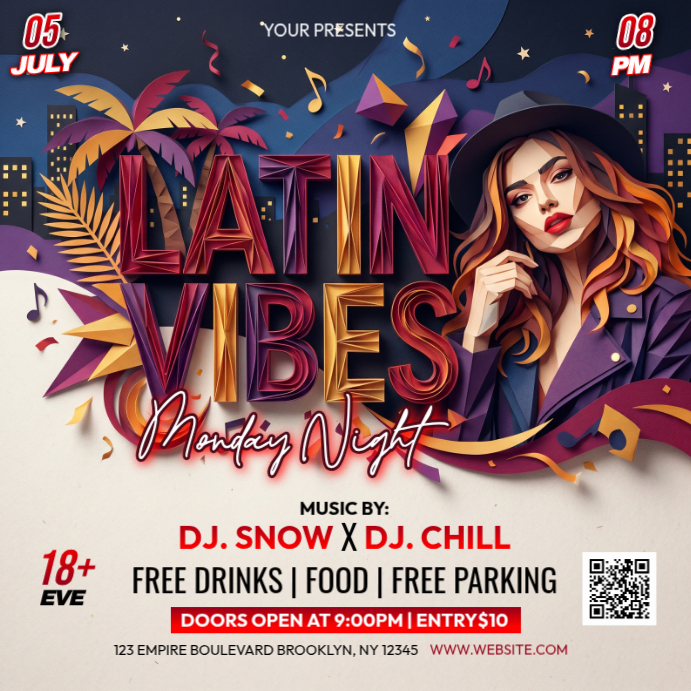 Latin Night Party Instagram Ad Template | PosterMyWall