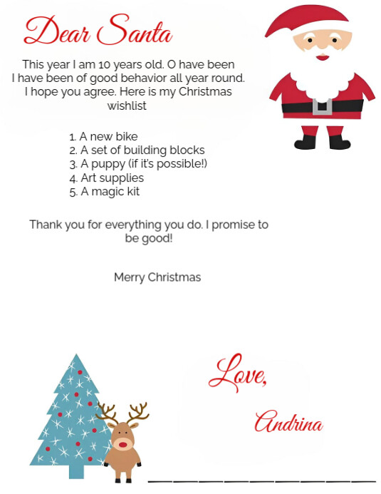 Copy of White Illustrative Letter To Santa Flyer (us Letter) | PosterMyWall