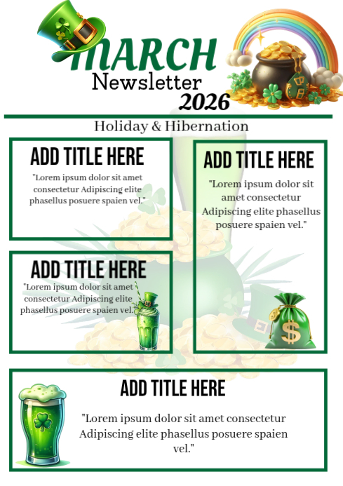 White Illustrative March Newsletter A3 Template | PosterMyWall