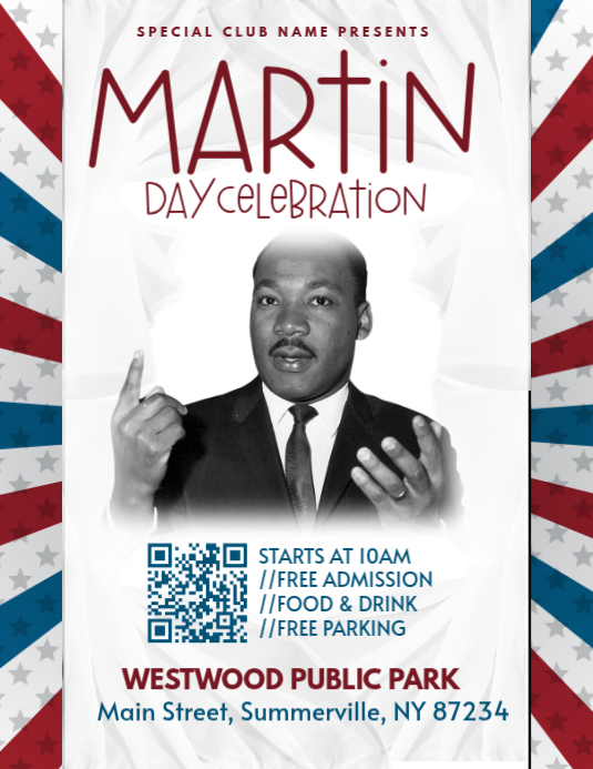 White Illustrative Martin Luther King Day Flyers Flyer (us Letter ...