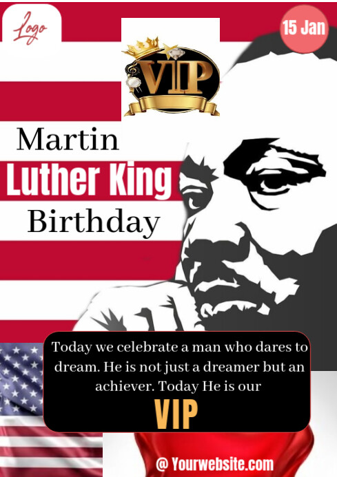 White Illustrative Martin Luther Kings Birthday Celebrations Design ...