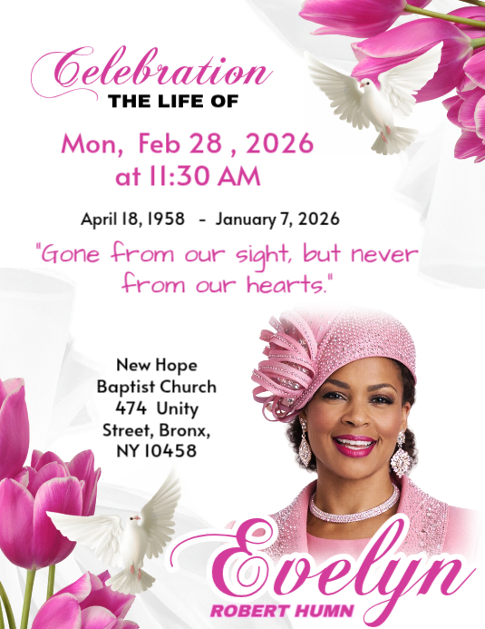White Illustrative Memorial Funeral Announcement Flyer Flyer (us Letter ...