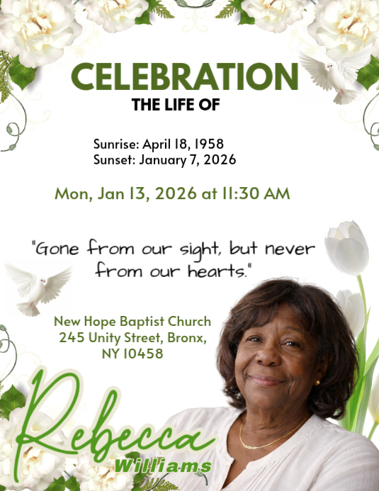 Copy of White Illustrative Memorial Funeral Announcement Flyer Flyer ...