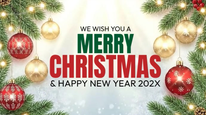 White Illustrative Merry Christmas Digital Display (16:9) Template ...