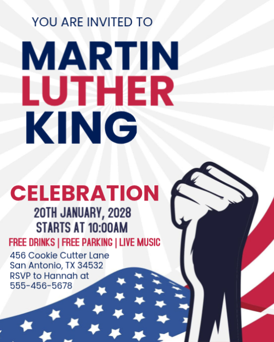 White Illustrative Mlk Day Celebration Invitation Instagram Portrait ...