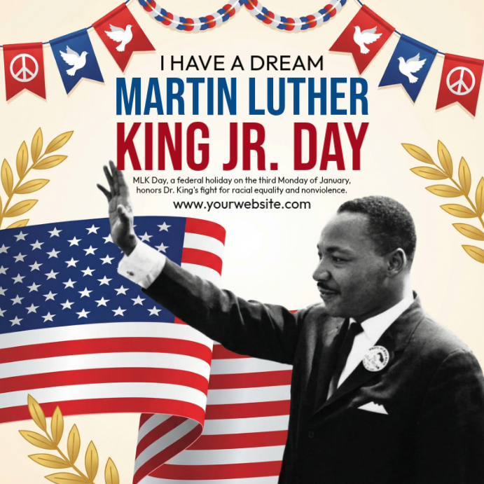 White Illustrative Mlk Day Instagram Post Template | PosterMyWall