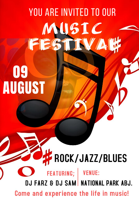 White Illustrative Music Festival Invitation Template | PosterMyWall