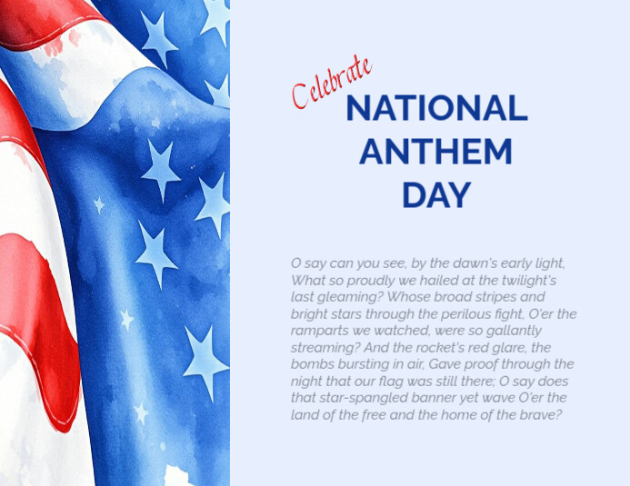 White Illustrative National Anthem Day Flyer (us Letter) Template ...