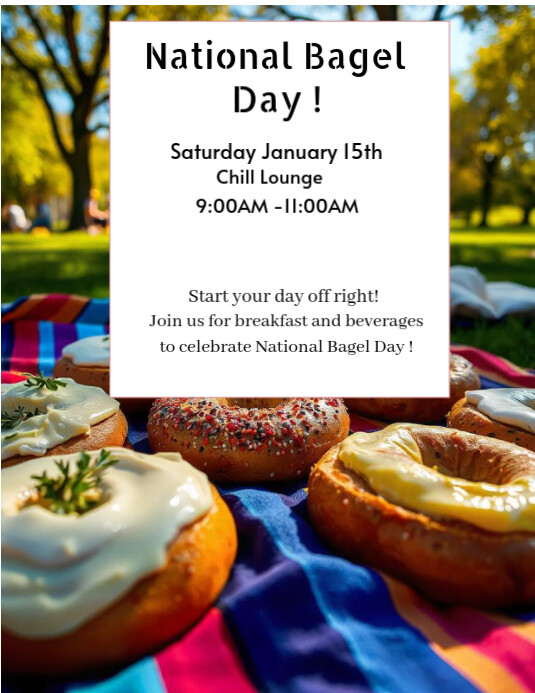 Copy of White Illustrative National Bagel Day Flyer (us Letter ...
