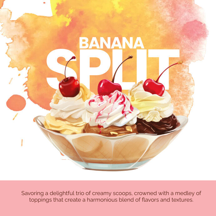 Copy of White Illustrative National Banana Split Day | PosterMyWall