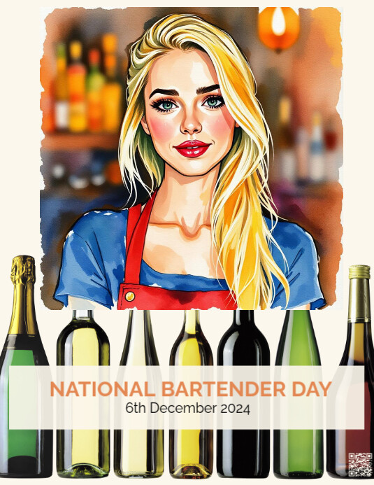 Plantilla de White Illustrative National Bartender Day Flyer (us Letter ...