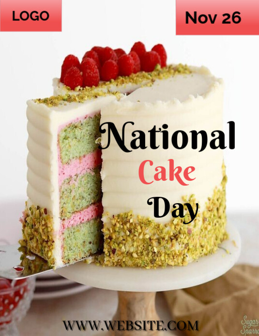 White Illustrative National Cake Day Flyer (us Letter) Template ...
