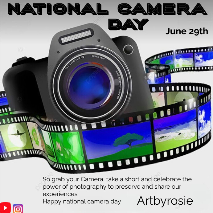White Illustrative National Camera Day Insta Template | PosterMyWall