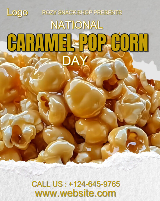White Illustrative National Caramel Popcorn Day Instagram Portrait ...