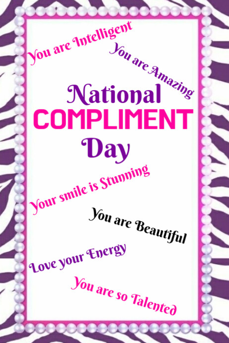 White Illustrative National Compliment Day Poster Template | PosterMyWall