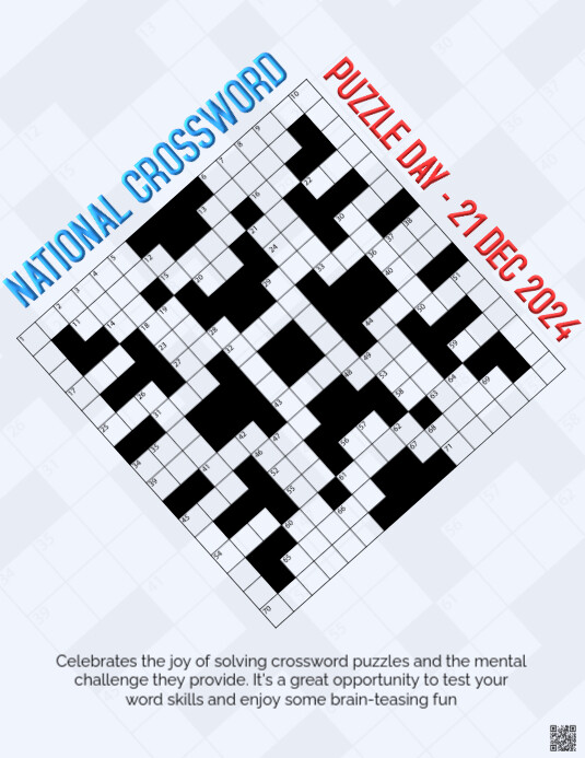 White Illustrative National Crossword Puzzle Day Flyer (us Letter ...