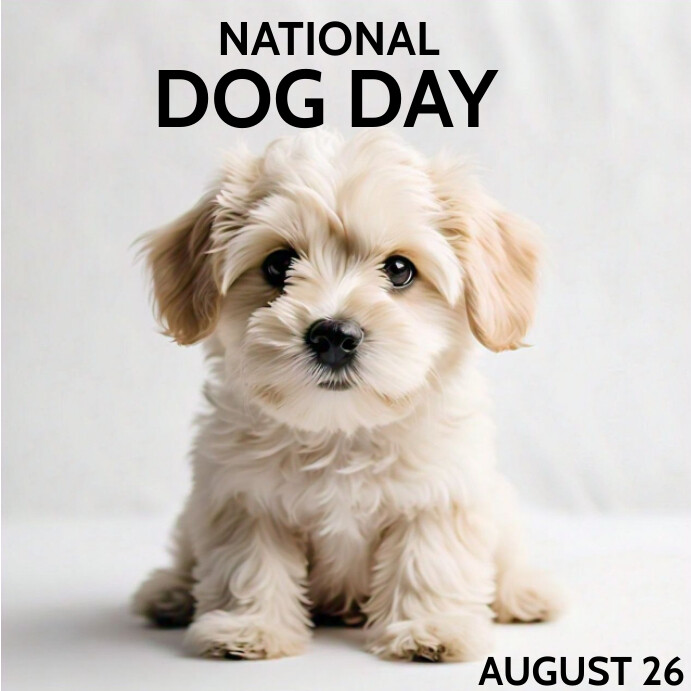 White Illustrative National Dog Day Instagra Template | PosterMyWall