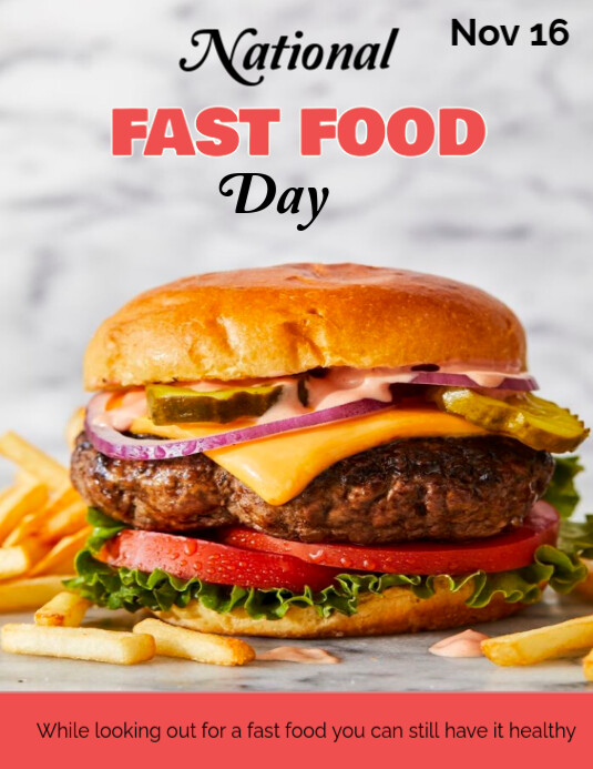 White Illustrative National Fast Food Day Template Flyer (us Letter ...