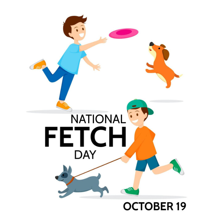 White Illustrative National Fetch Day Instagram Post Template ...