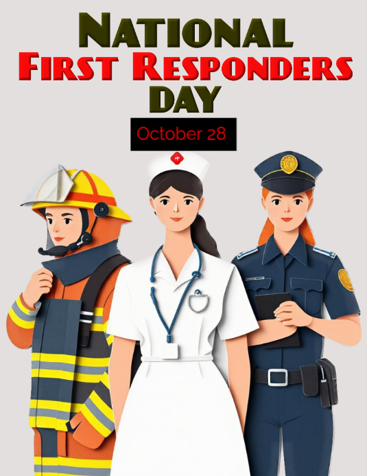 White Illustrative National First Responders Day Flyer (us Letter ...