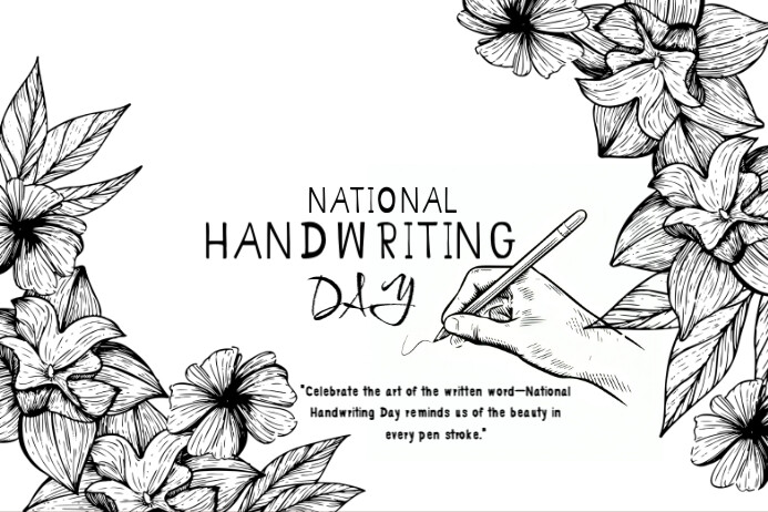 White Illustrative National Handwriting Day Poster Template | PosterMyWall