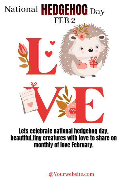 Copy of White Illustrative National Hedgehog Day Online Design Flyer ...
