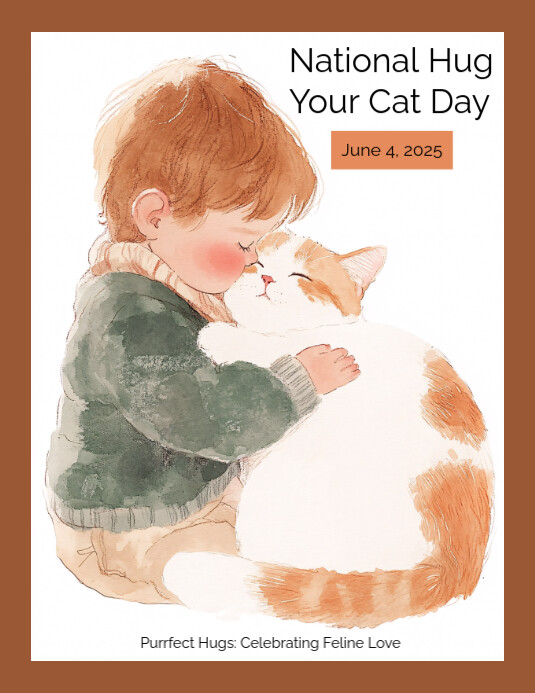 White Illustrative National Hug Your Cat Day Flyer (us Letter) Template ...
