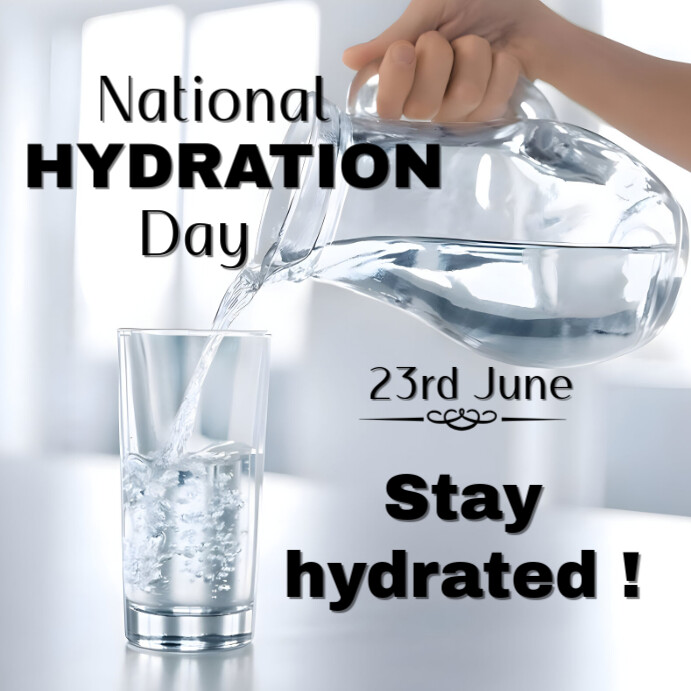 White Illustrative National Hydration Day Instagram Post Template ...