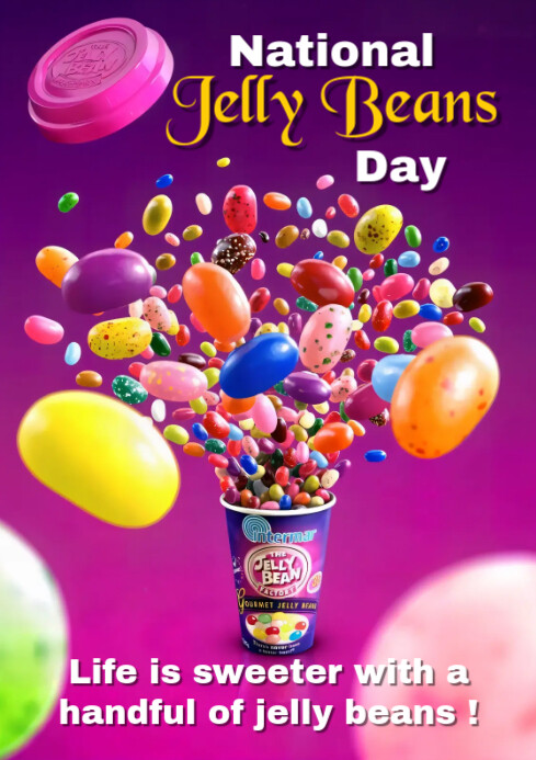 White Illustrative National Jelly Beans Day A4 Template | PosterMyWall