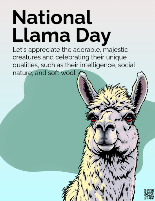 White Illustrative National Llama Day Flyer (us Letter) Template ...