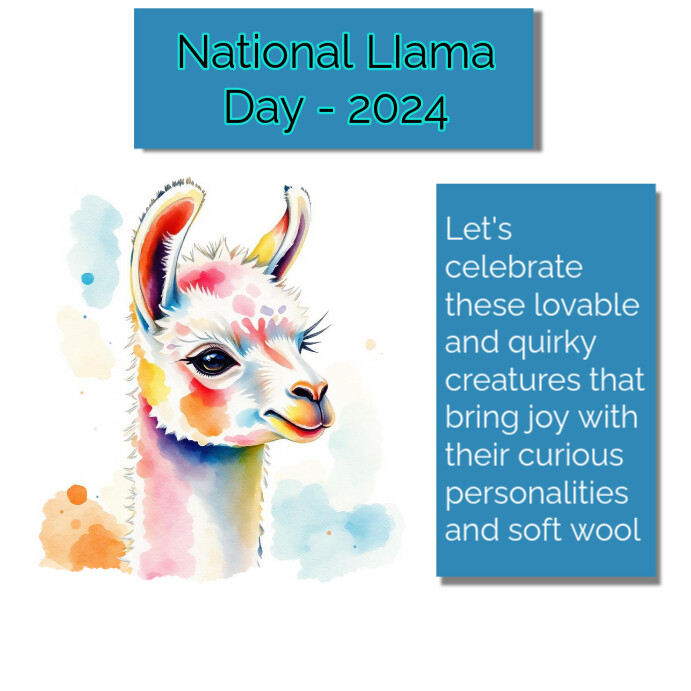 White Illustrative National Llama Day Instagram Post Template ...