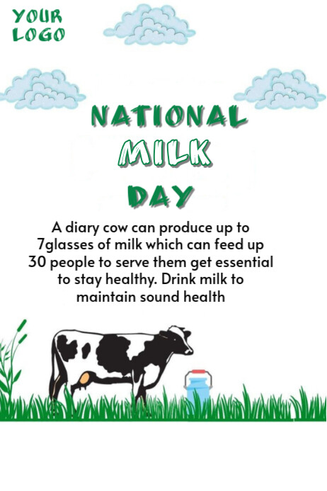 Modèle White Illustrative National Milk Day Poster Poster | PosterMyWall