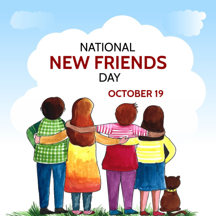 Plantilla de White Illustrative National New Friends Day Instagram Post ...