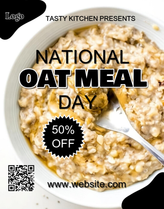 White Illustrative National Oat Meal Day Poster/wallboard Template ...