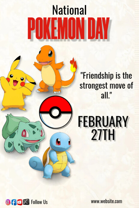 Copy of White Illustrative National Pokemon Day Poster | PosterMyWall