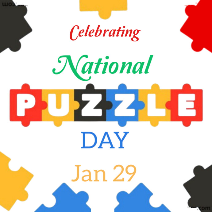 Plantilla de White illustrative National puzzle day celebration January ...