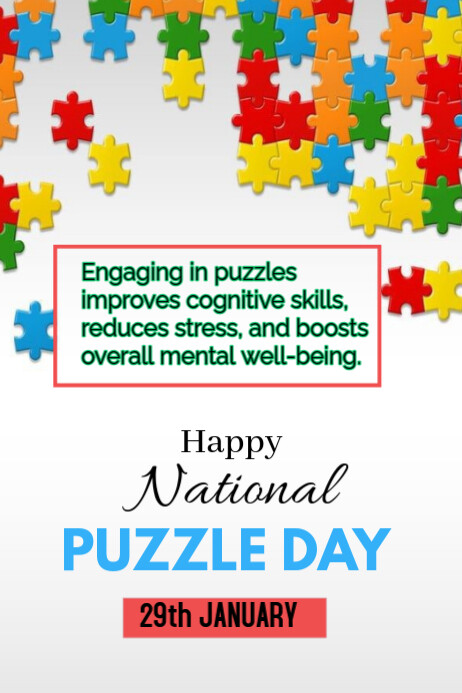 Modèle White Illustrative National Puzzle Day Poster | PosterMyWall