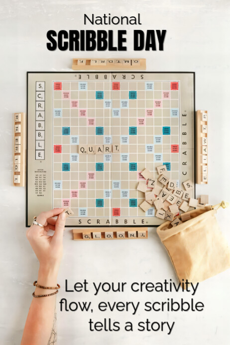 White Illustrative National Scribble Day Poster Template | PosterMyWall