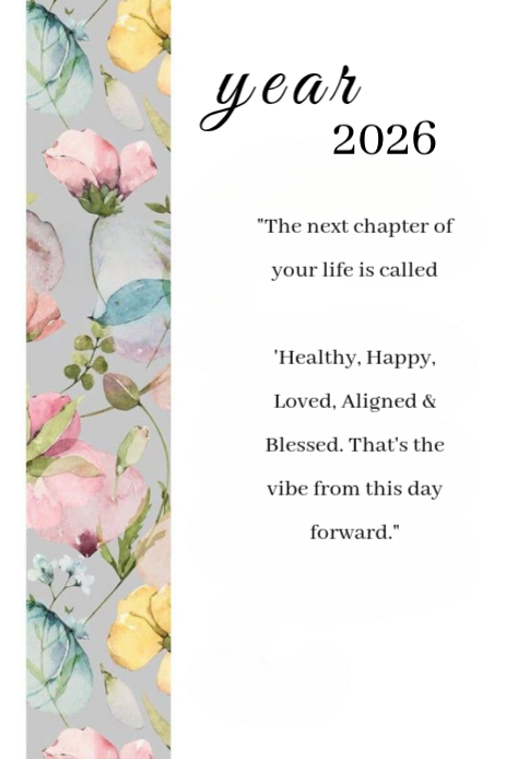 White Illustrative New Year 2026 Flyer Pinterest Graphic Template ...