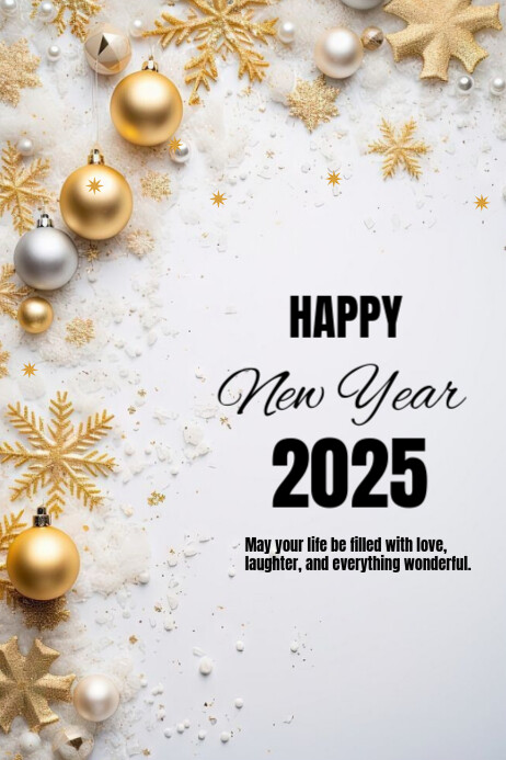White Illustrative New Year Celebration Poster Template | PosterMyWall