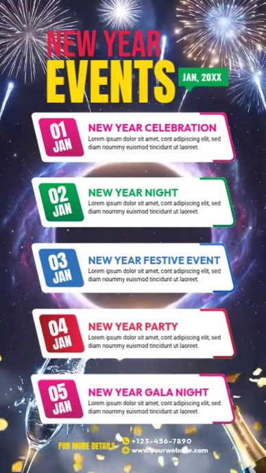 White Illustrative New Year Event Instagram Story Template | PosterMyWall