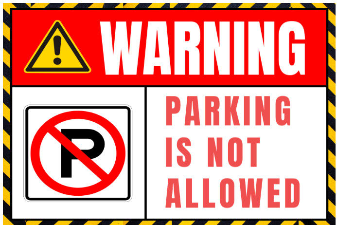 White Illustrative No Parking Warning Label Template | PosterMyWall