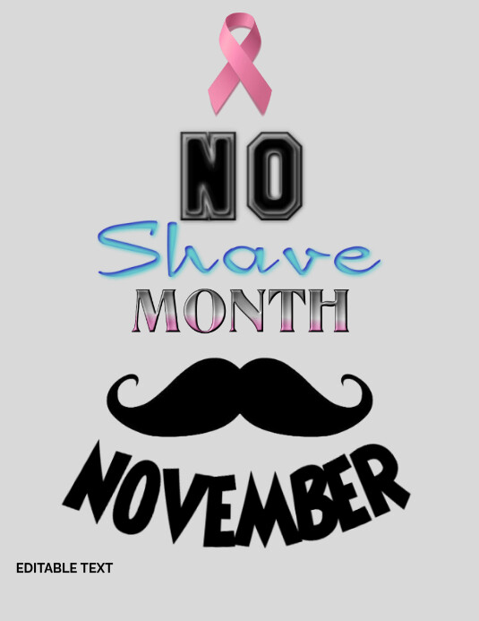 White Illustrative No Shave November Flyer (us Letter) Template ...