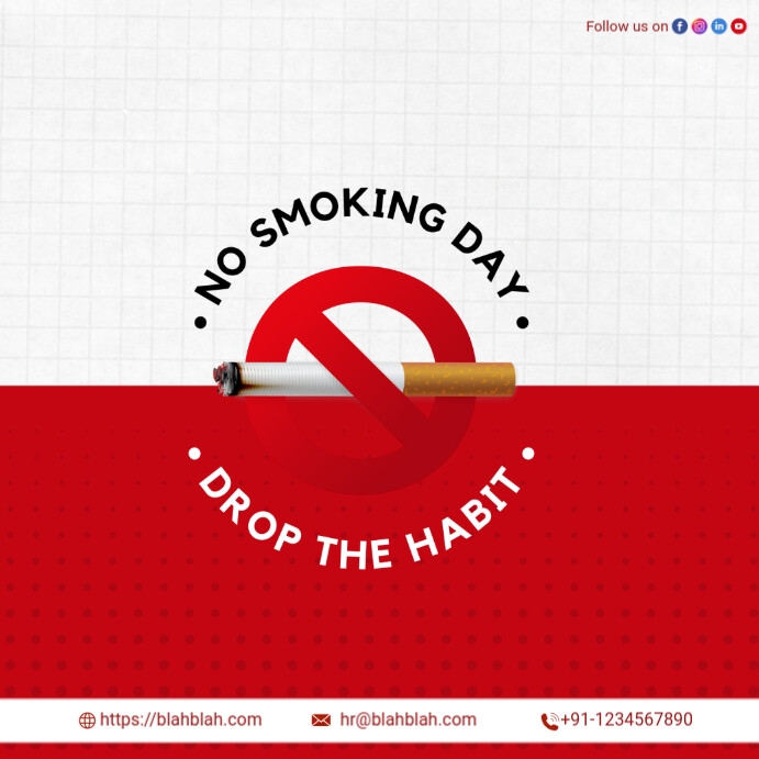 White Illustrative No Smoking Day Instagram Post Template | PosterMyWall