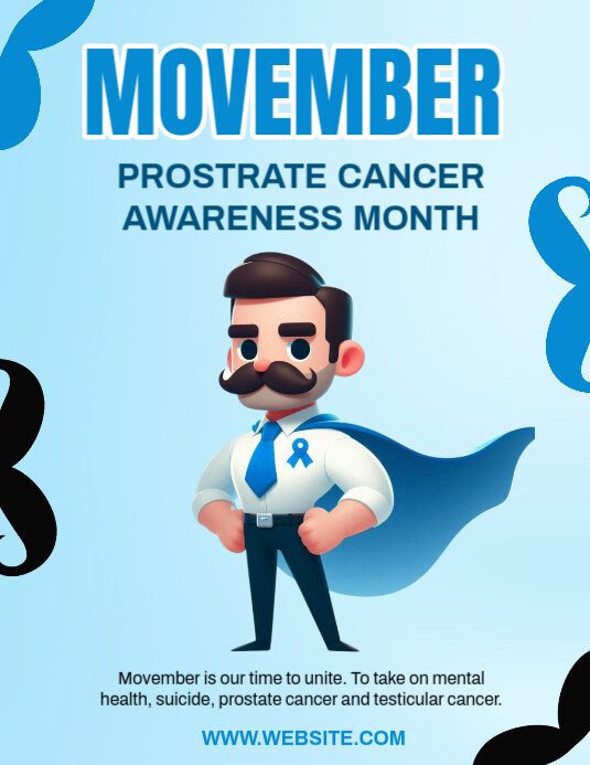 White Illustrative November Prostrate Cancer Awareness Month Flyer (us ...