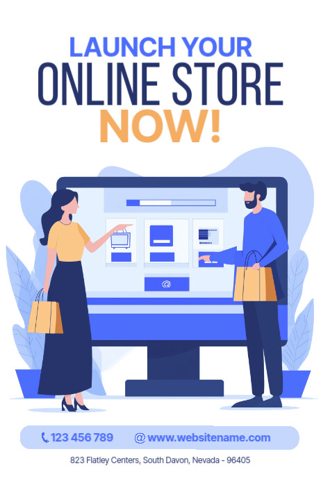 White Illustrative Online Store Poster Template | PosterMyWall