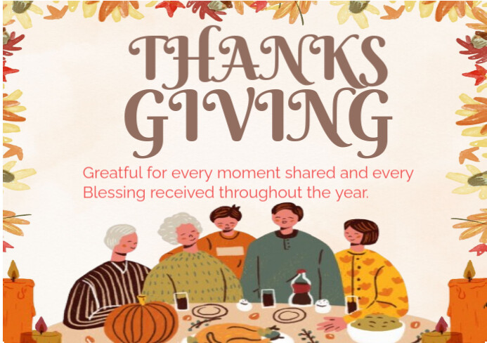 White Illustrative Orange And Red Thanksgiving Design Template A5 ...