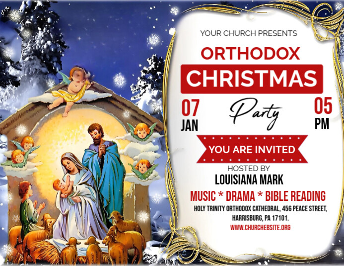 Modèle White Illustrative Orthodox Christmas Flyer (us Letter ...