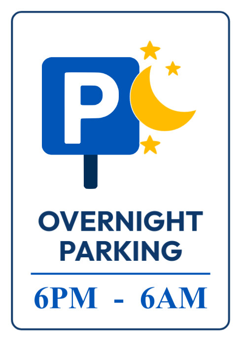 White Illustrative Overnight Parking Hours Signage Sign A4 Template ...